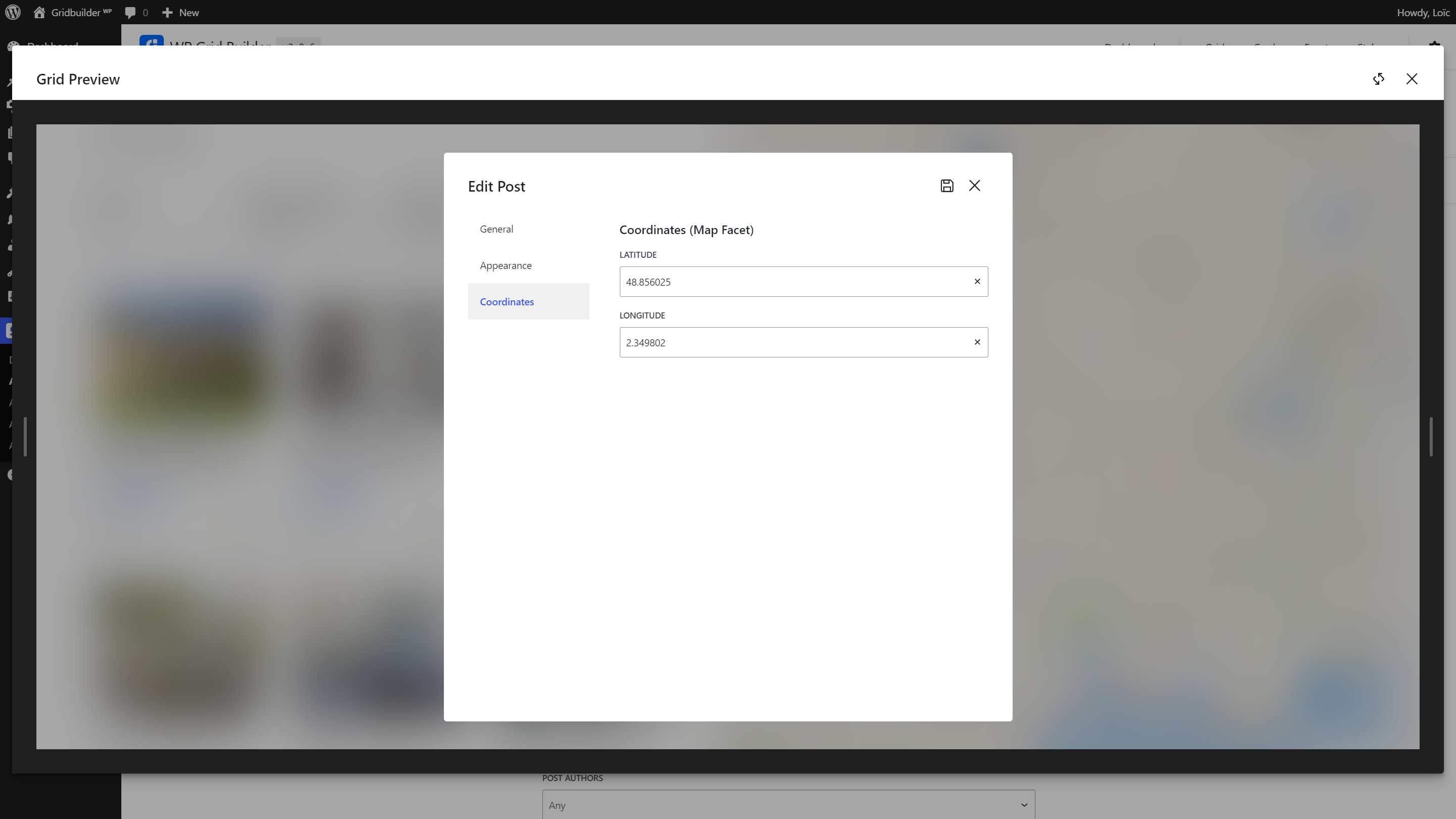 Map Facet - WP Grid Builder
