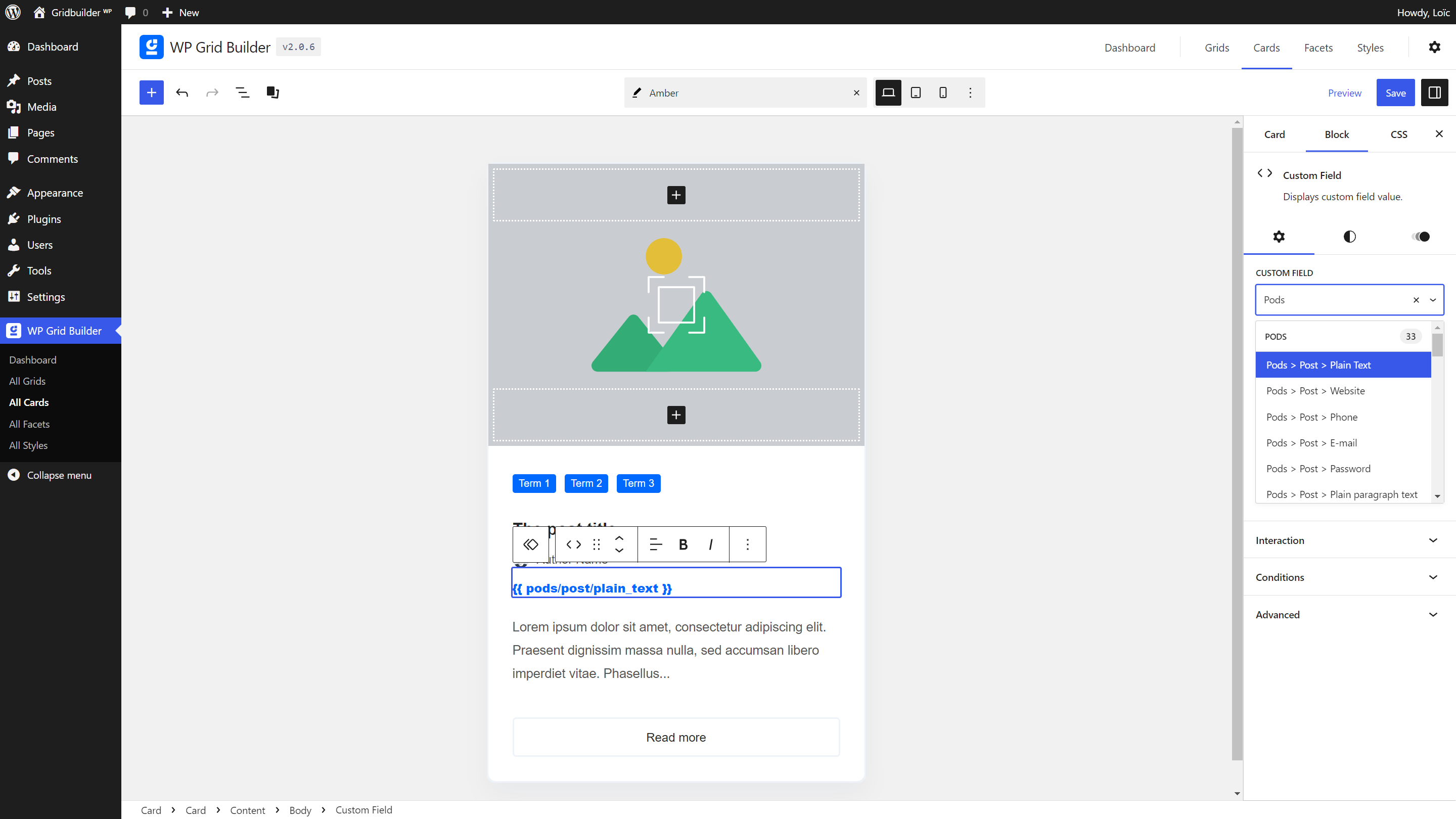 Pods - WP Grid Builder